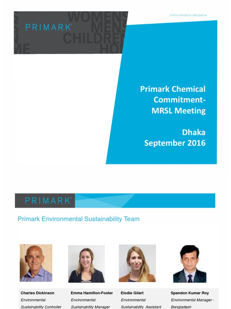 Primark Chemical Commitment Meeting - Dhaka - Sep - 2016 | PDF | Chemistry | Safety