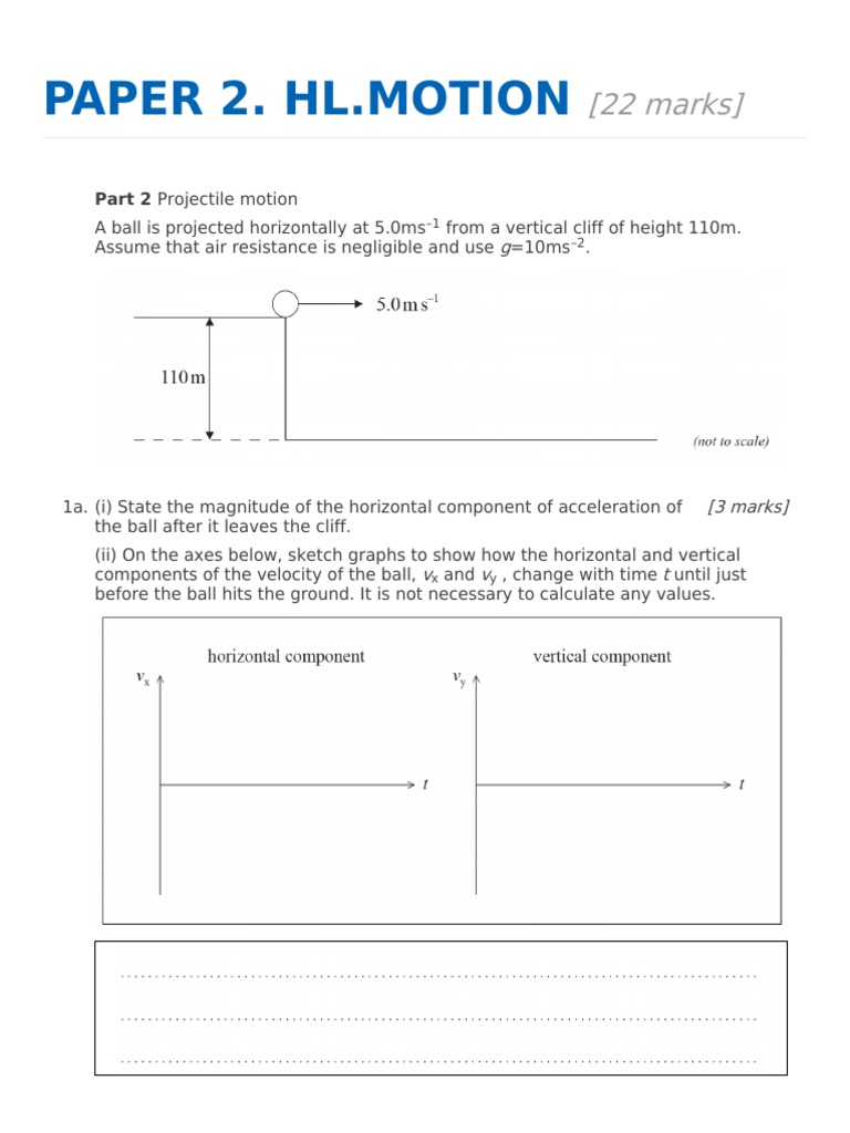 Paper 2. HL - Motion | PDF | Acceleration | Velocity