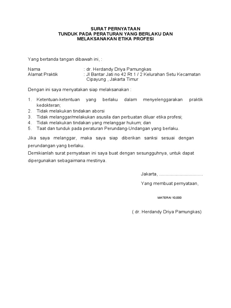 Surat Tindakan Aborsi Dan Menaati Peraturan | PDF