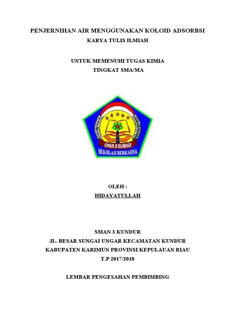 01 Cover Dan Lembar Pengesahan Karya Ilmiah | PDF