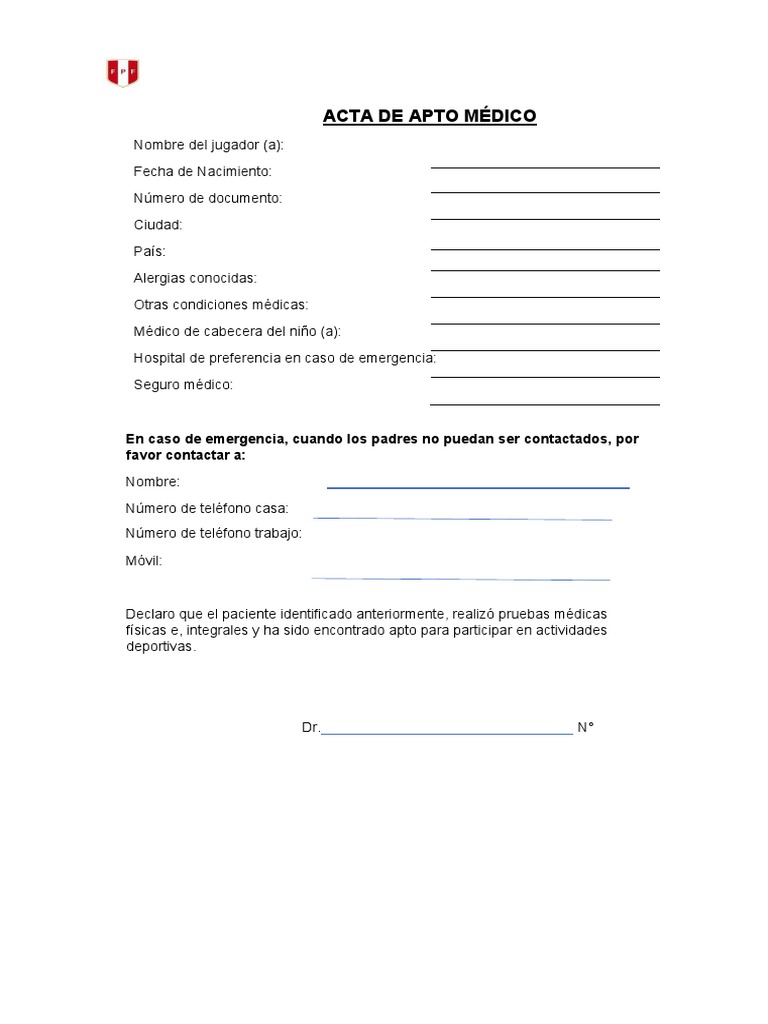 Acta de Apto Médico | PDF