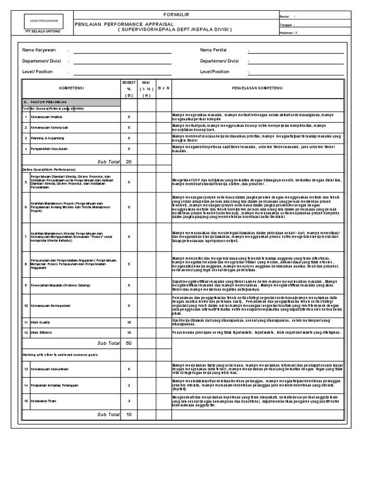 FO-HR.07 (Form. Penilaian Karyawan) | PDF