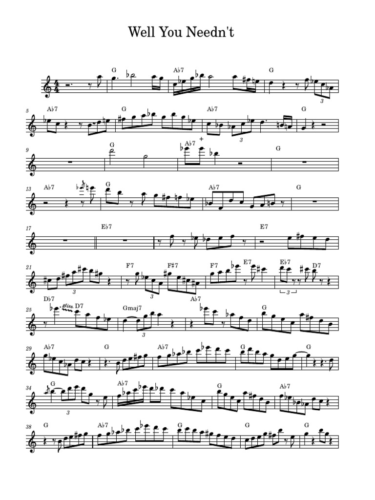 Well You Needn't - Trane Solo - Tenor | PDF