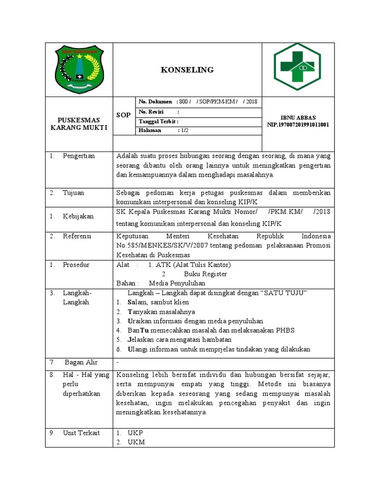 Sop Konseling Promkes | PDF