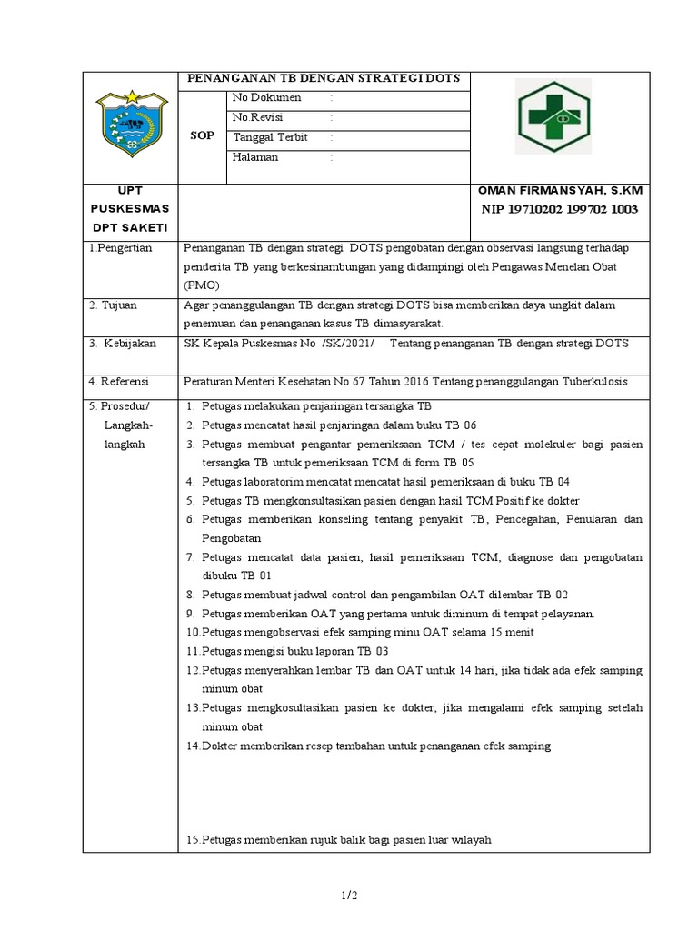 Sop Penanganan Strategi TB Dots | PDF
