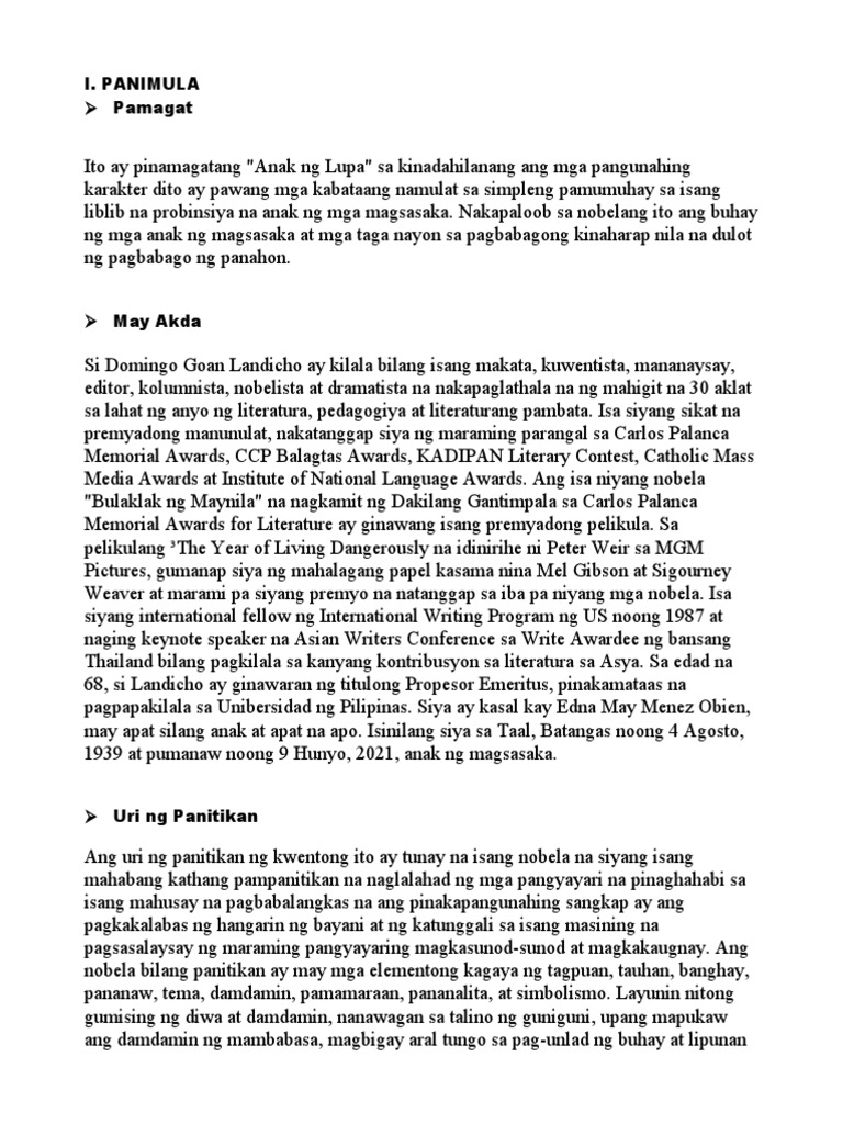 I. Panimula Pamagat | PDF