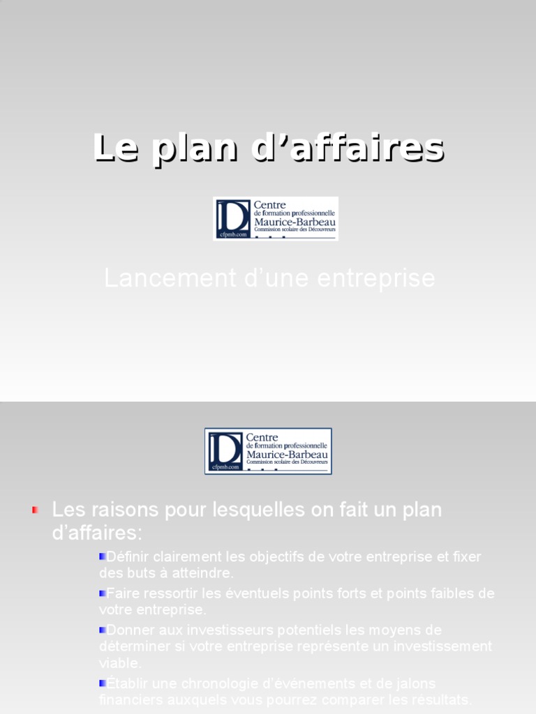 Le Plan D'affaires | PDF | Plan d'affaires | Business