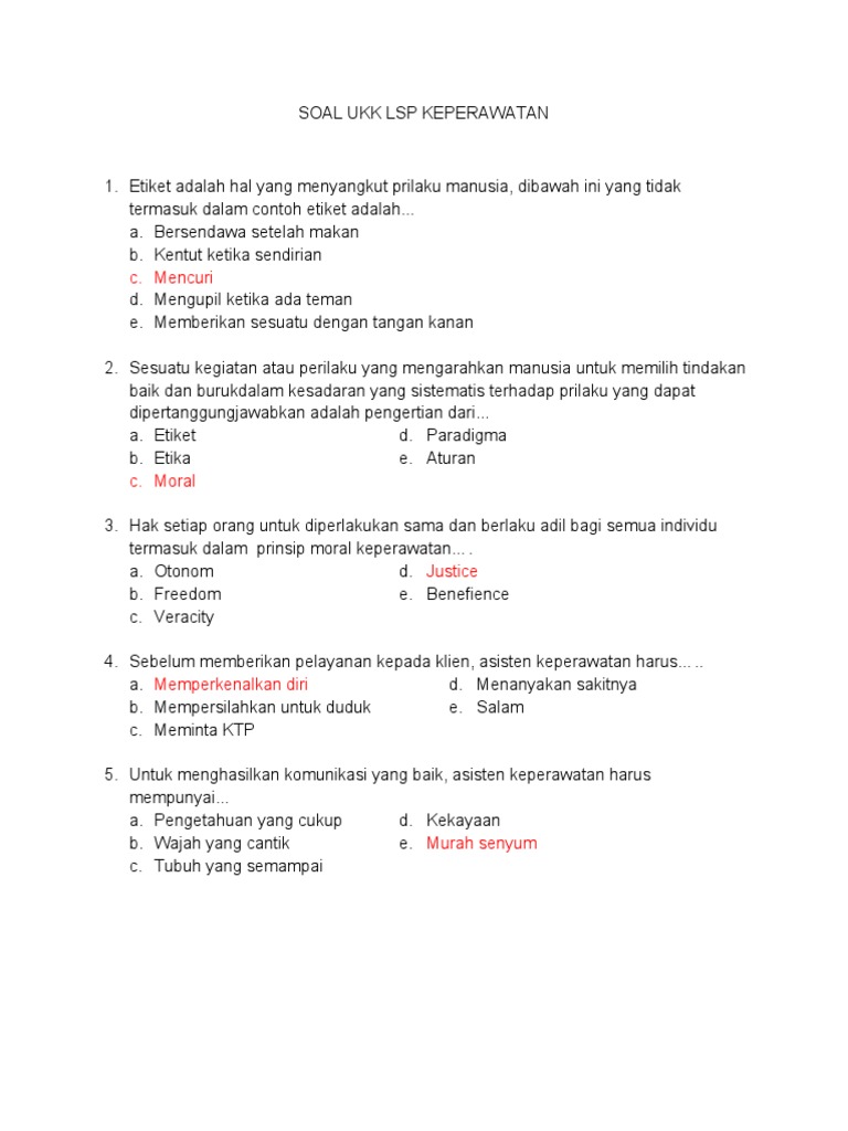 Soal Ukk LSP Keperawatan | PDF