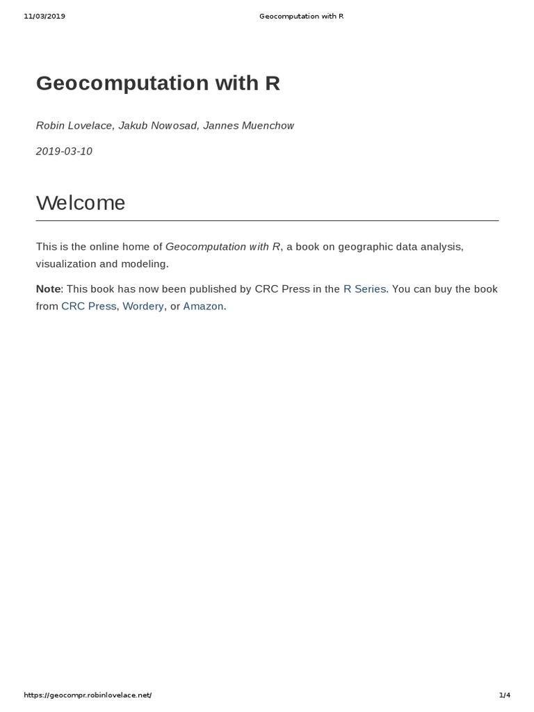 Geocomputation With R | PDF | Geographic Information System | Spatial Analysis