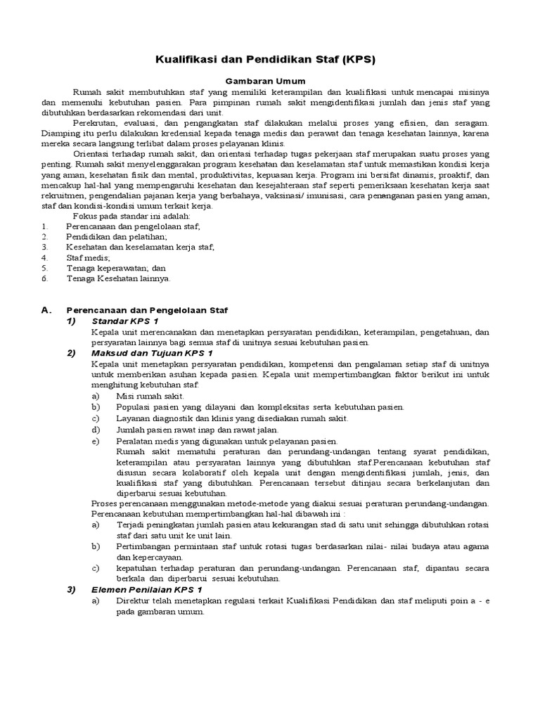 Kualifikasi Dan Pendidikan Staf (KPS) | PDF
