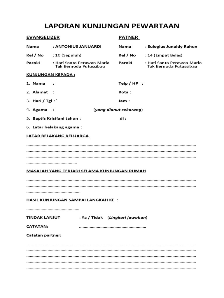 Form Kunjungan Rumah | PDF