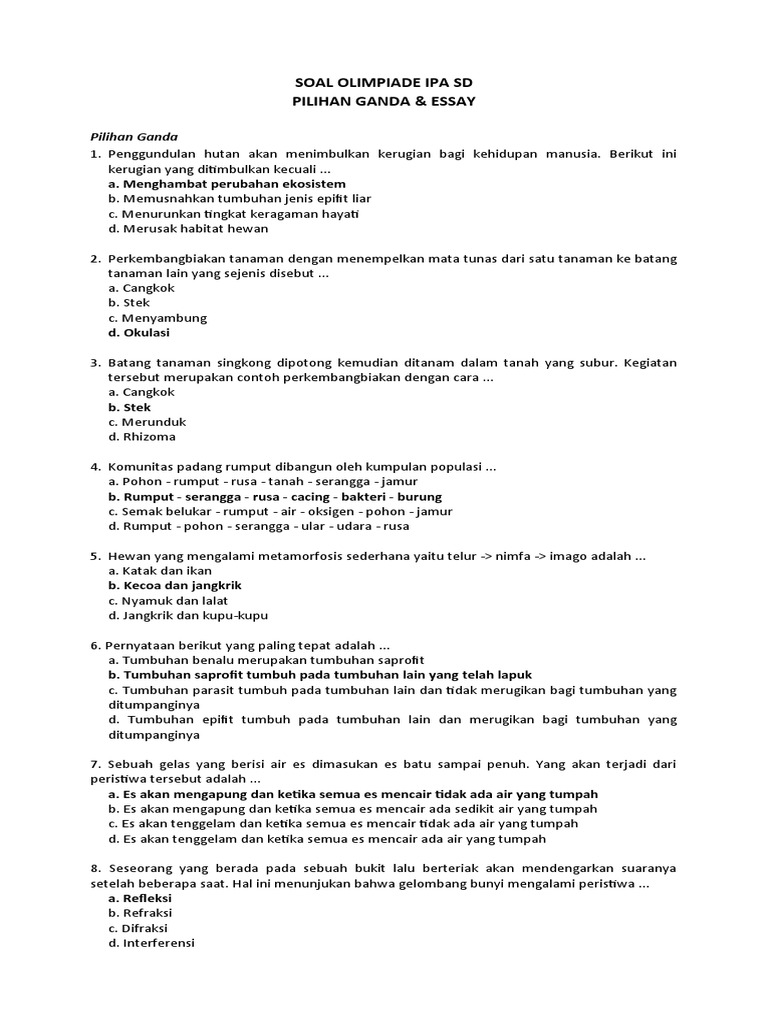 Soal Olimpiade Ipa SD | PDF