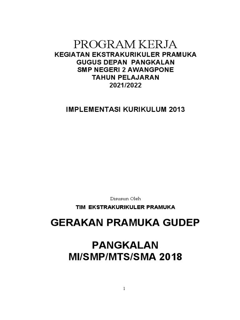 Program Kerja Pramuka | PDF