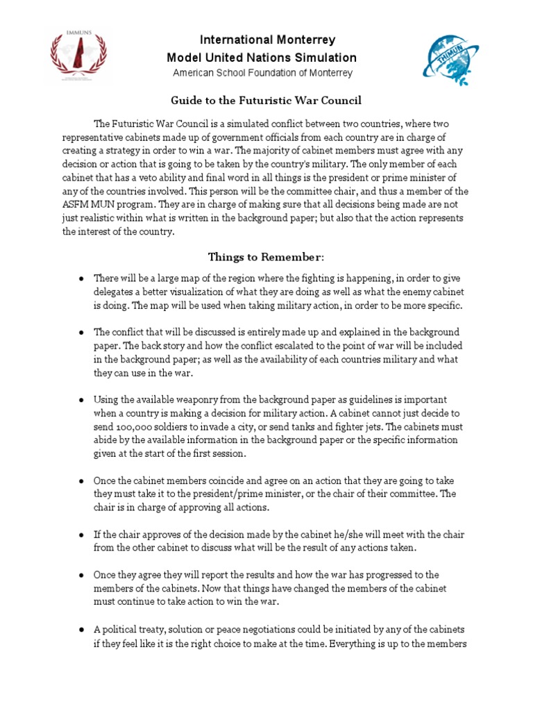 Guide To Futuristic War Council | PDF | Cabinet (Government ...