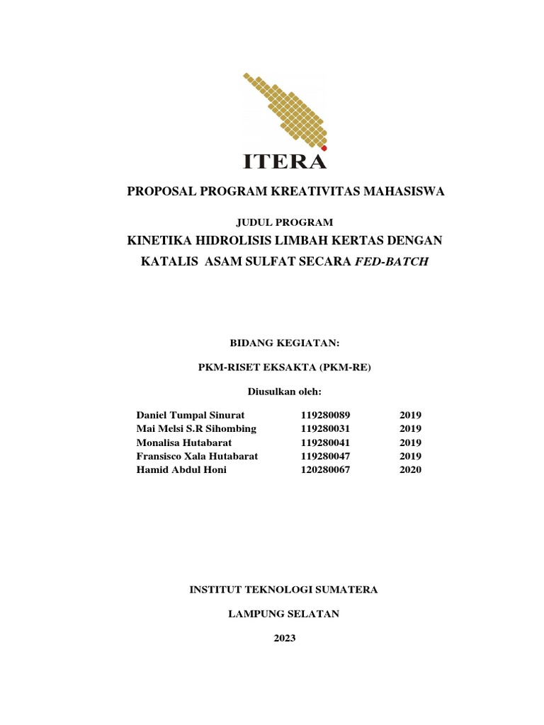 Daniel Tumpal Sinurat - Kinetika Hidrolisis Limbah - PKM RE | PDF ...