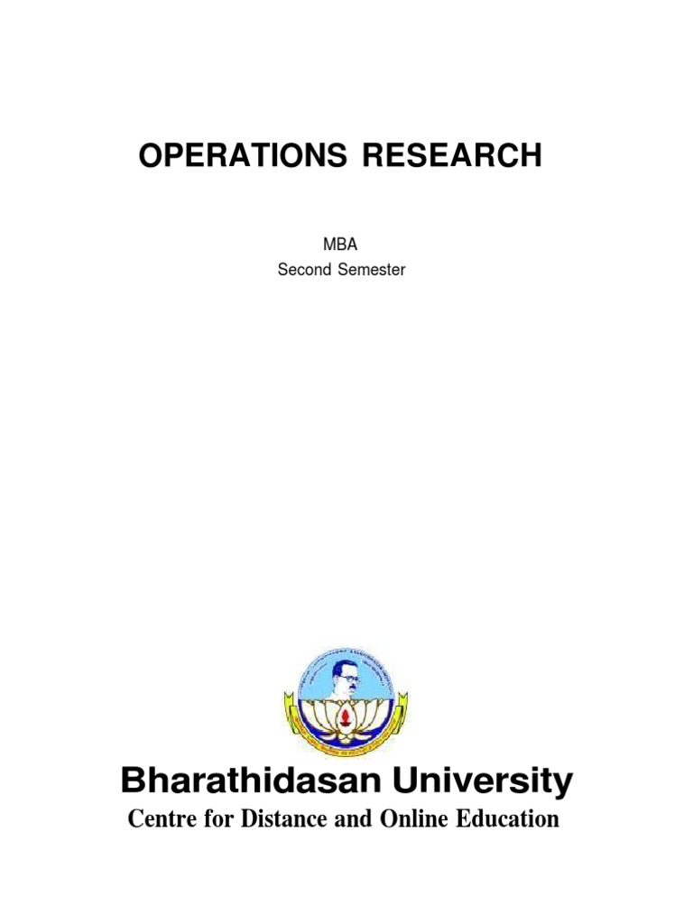Operations Research - MBA - 2nd Sem | PDF | Mathematical Optimization ...