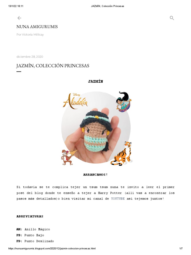 Patrón Amigurumi Jasmín | PDF | Artes Textiles