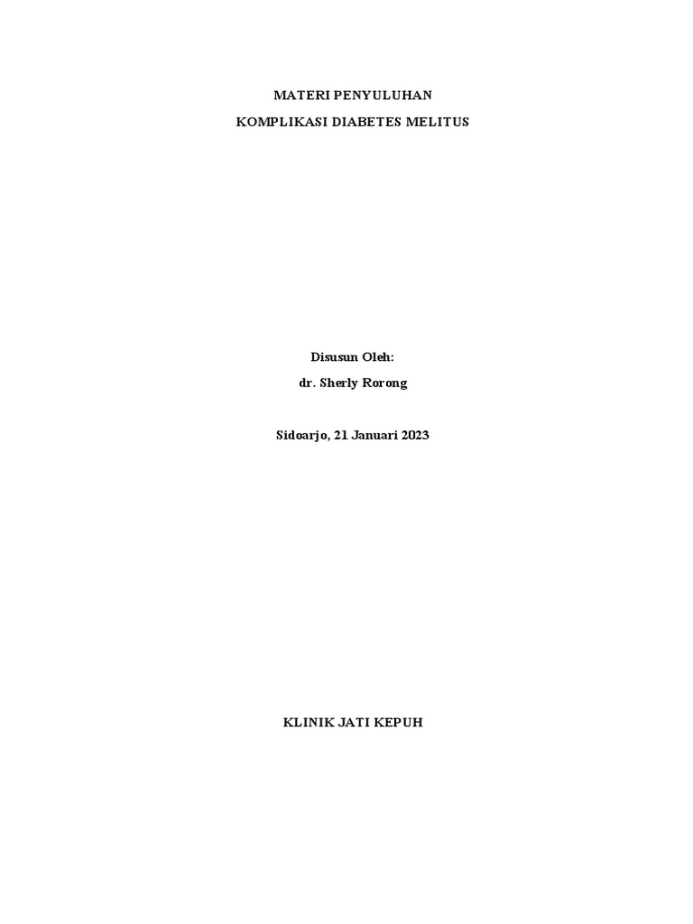 Komplikasi DM 21 Januari 2023 | PDF | Kesehatan Holistik