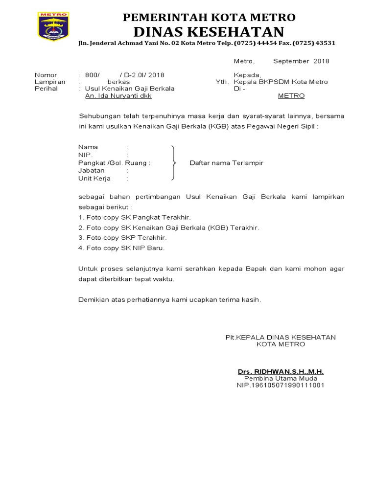 SURAT USUL KGB Berkala 2018 | PDF