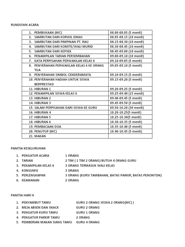 Rundown Acara | PDF