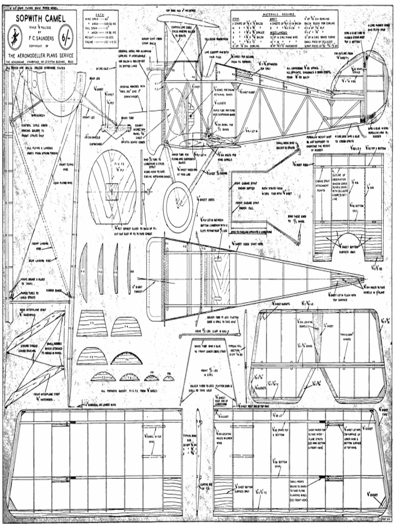Sopwith Camel Flying Wire And Control Cable Rigging Diagram