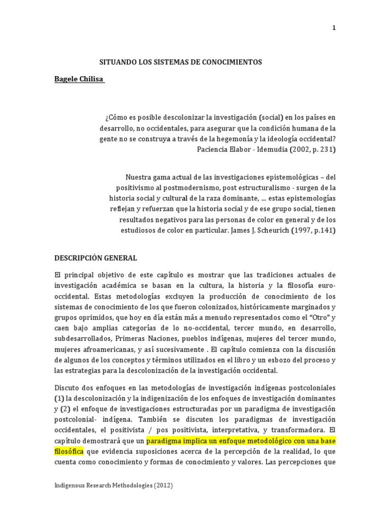Chillisa - Situando Los Sistemas de Conocimientos | PDF | Conocimiento ...