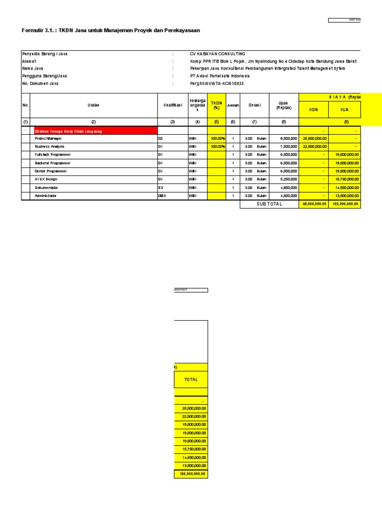 Form Isian TKDN Jasa - (Sample) - Rev2 | PDF