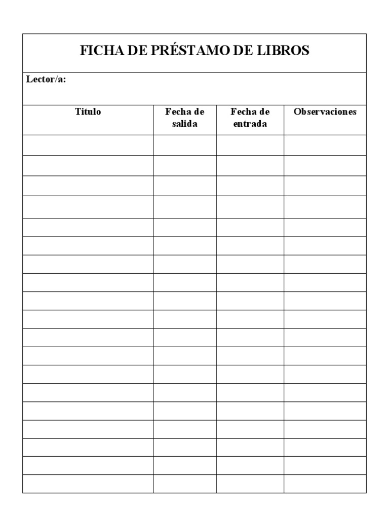 Ficha de Préstamo de Libros | PDF