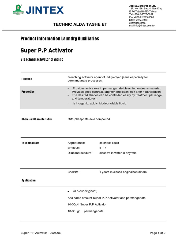 Super P.P Activator (TDS) | PDF | Bleach | Physical Sciences