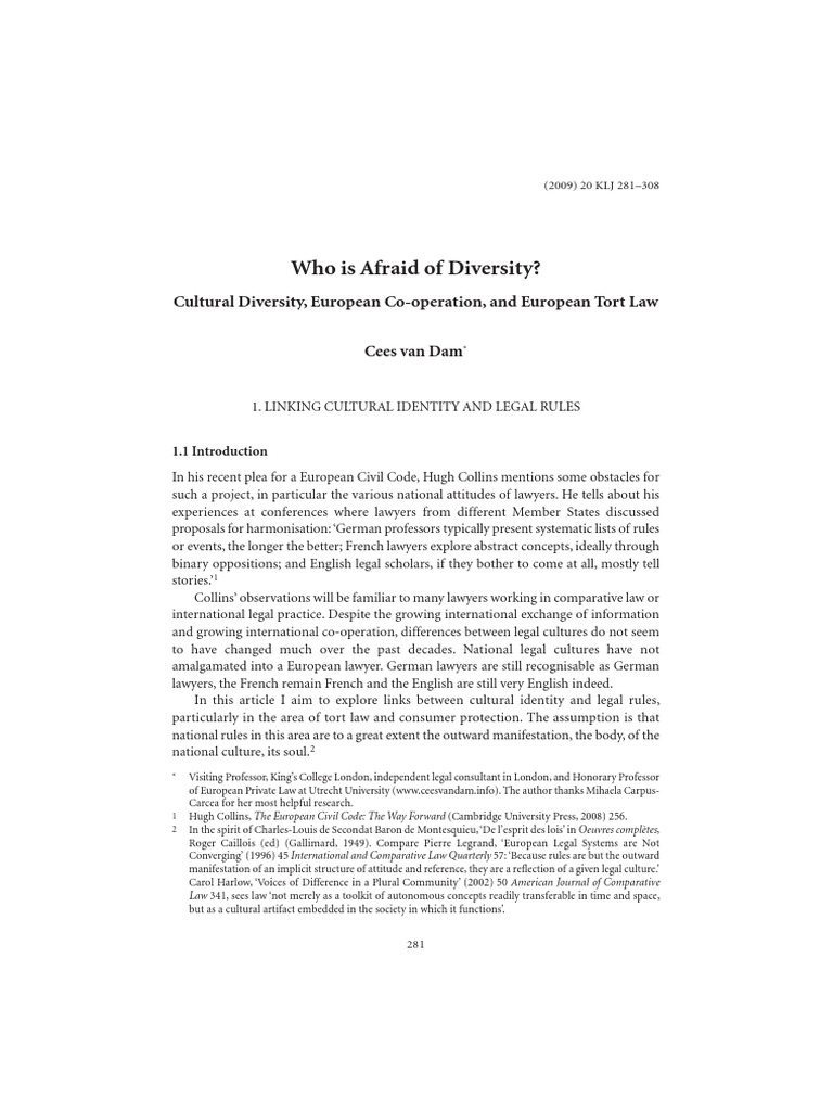 10 Cees Van Dam - Who Is Afraid of Diversity | PDF | Tort | Legal Liability