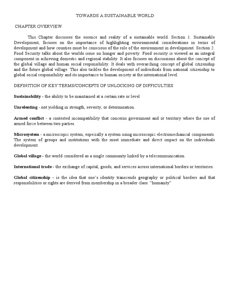 Pathways to Global Sustainability | PDF | Food Security | Sustainability
