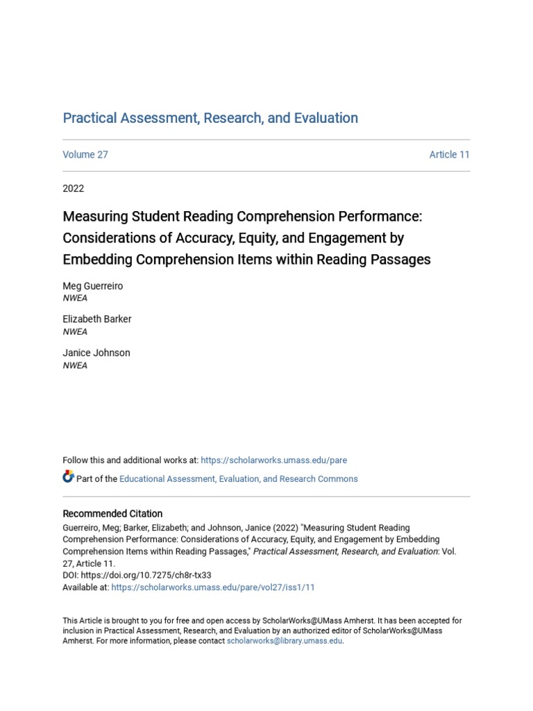 Embedded Reading Comprehension Items | PDF | Reading Comprehension ...