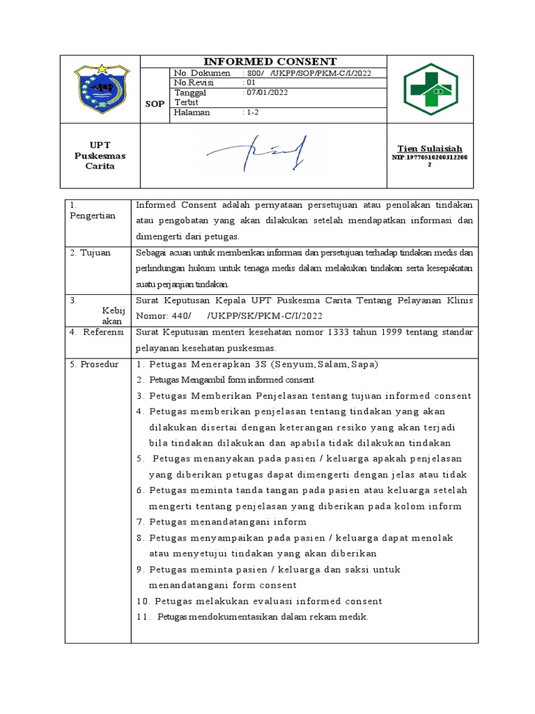 Prosedur Informed Consent Medis | PDF
