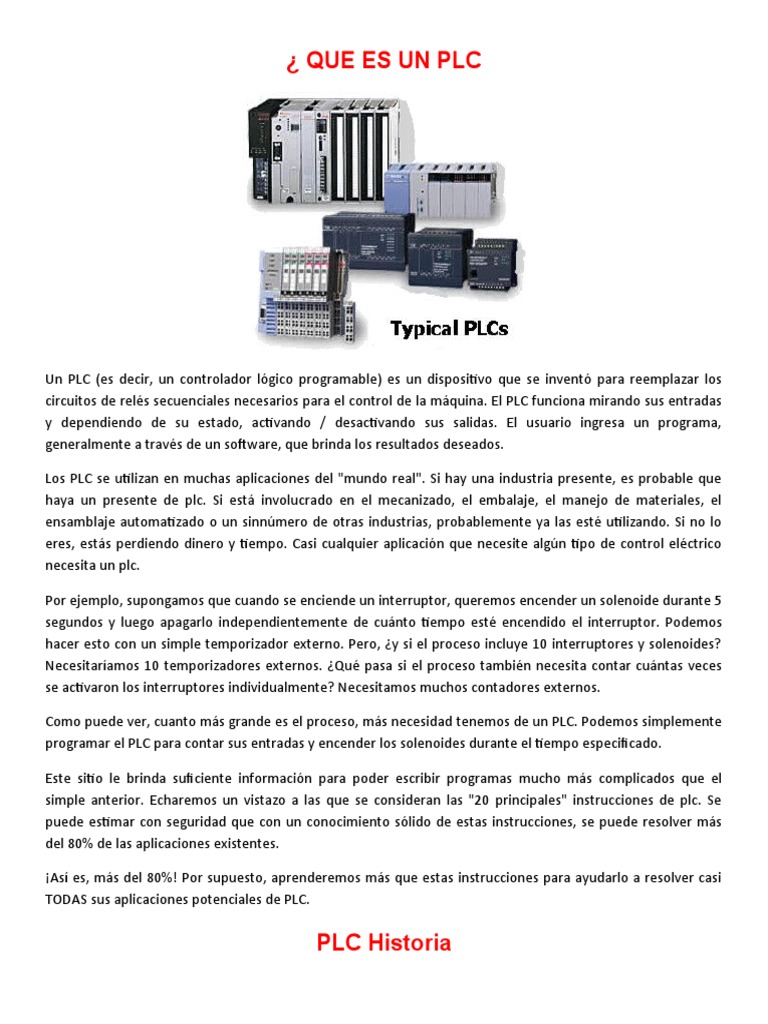 Historia y Función del PLC | PDF | Relé | Controlador lógico programable