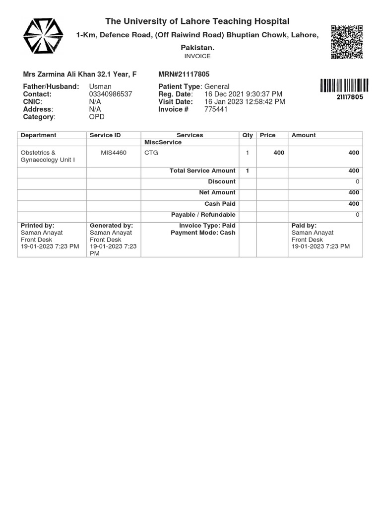 Patient Invoice Summary | PDF