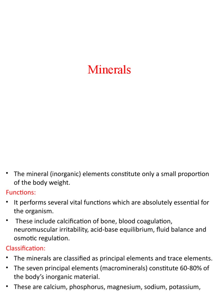 Minerals Final | PDF | Selenium | Calcium