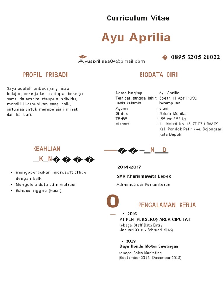 CV Ayu Aprilia. | PDF