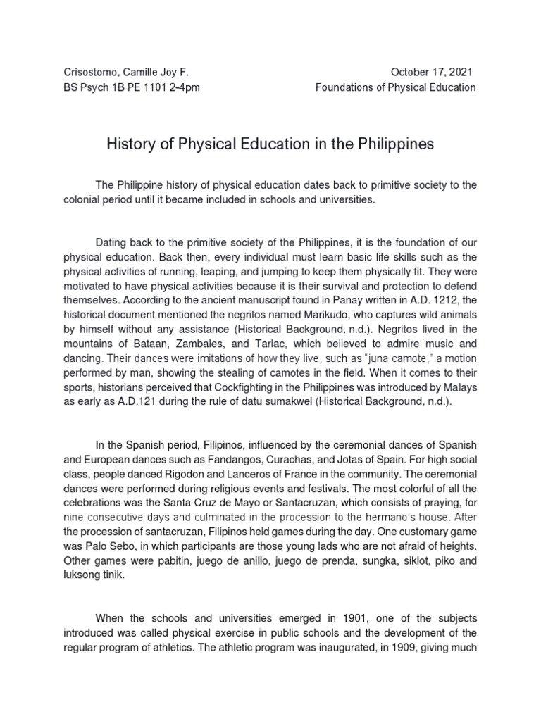 History of Physical Education in Philippines | PDF | Physical Education