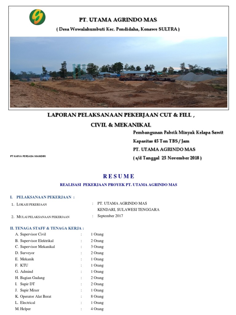 Laporan Proyek Pabrik PT Utama Agrindo | PDF
