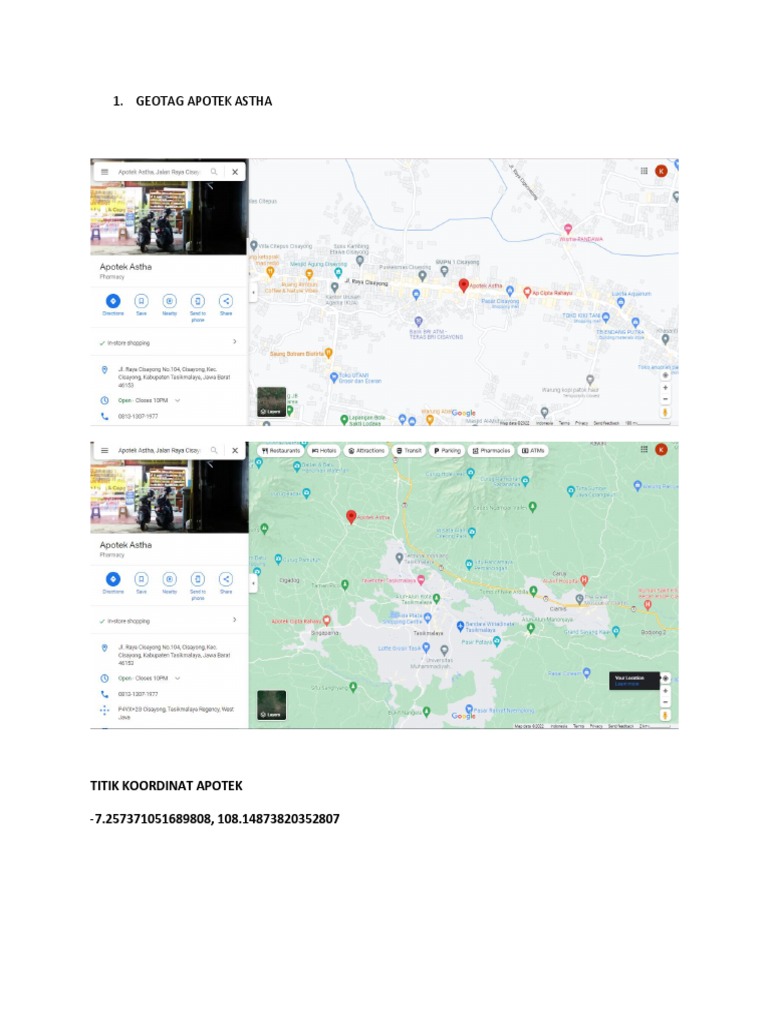 Geotag dan Lokasi Apotek Astha | PDF