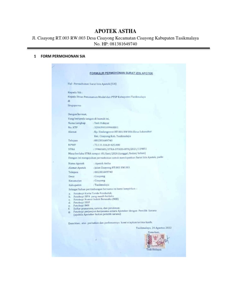 Administrasi Apotek Astha | PDF