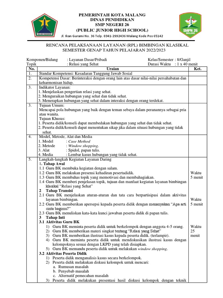 RPL Kelas 8 - BK - Relasi Yang Sehat | PDF