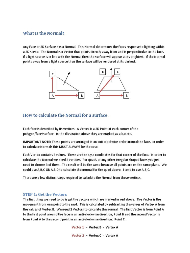 Math Calculating Face Normals Pdf Array Data Structure Vertex Geometry