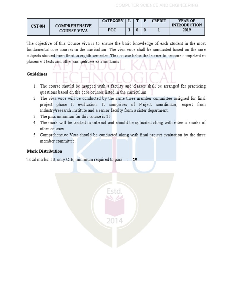 CST404 Comprehensive Course Viva | PDF