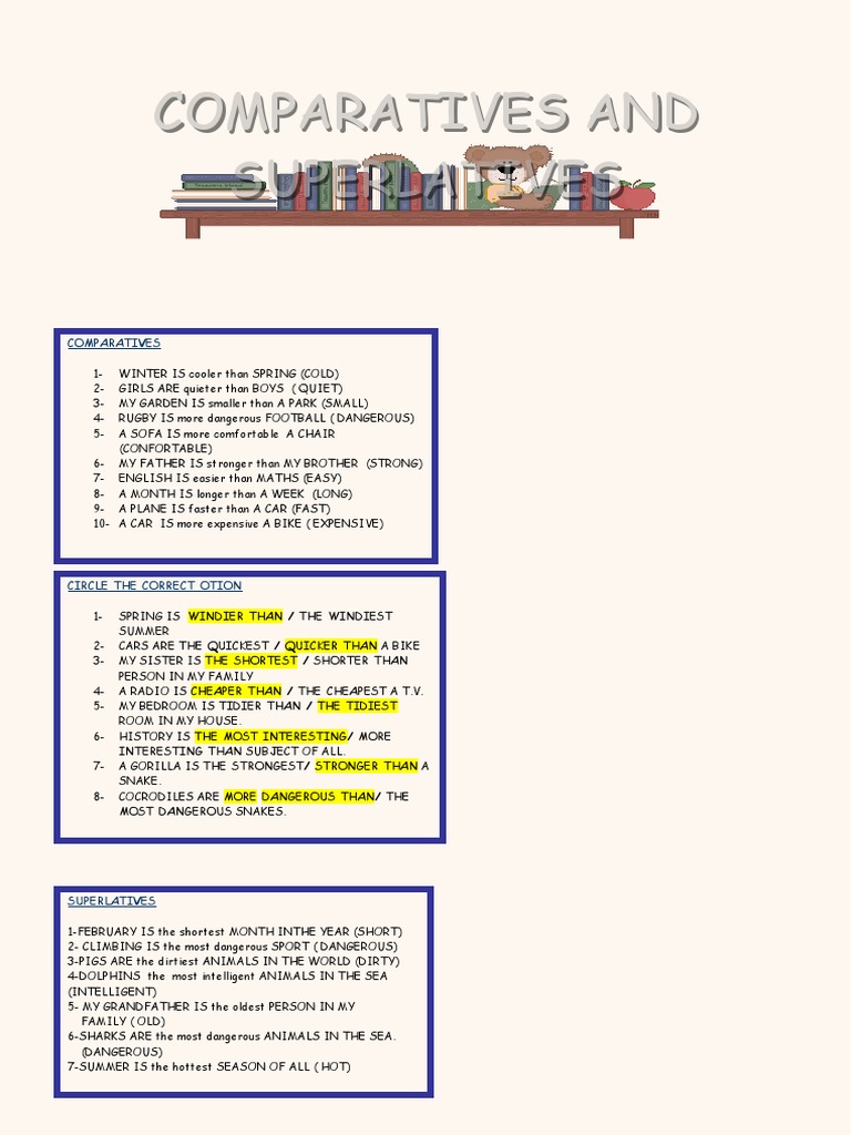 Comparatives and Superlatives Fun Activities Games - 3546 | PDF