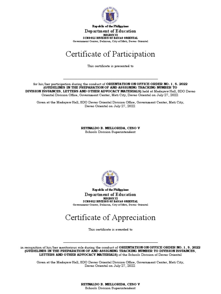Certificates | Download Free PDF | Government | Philippines