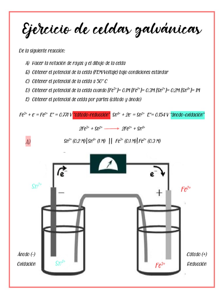 Ejercicio de Celdas Galvanicas | PDF