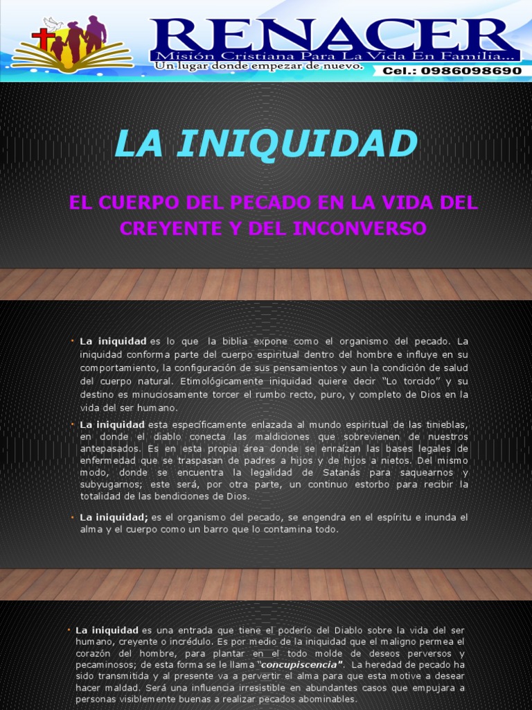 La Iniquidad | PDF | Pecado | Expiación en el cristianismo