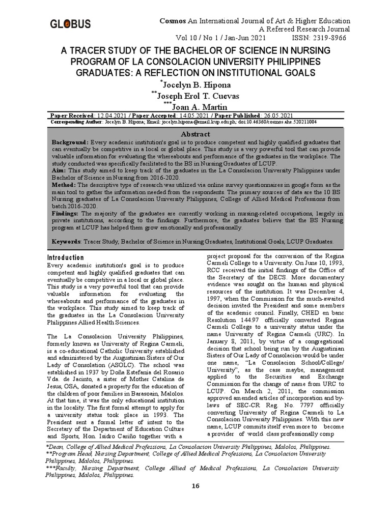 LCUP Nursing Graduates Tracer Study | PDF | Nursing | Curriculum