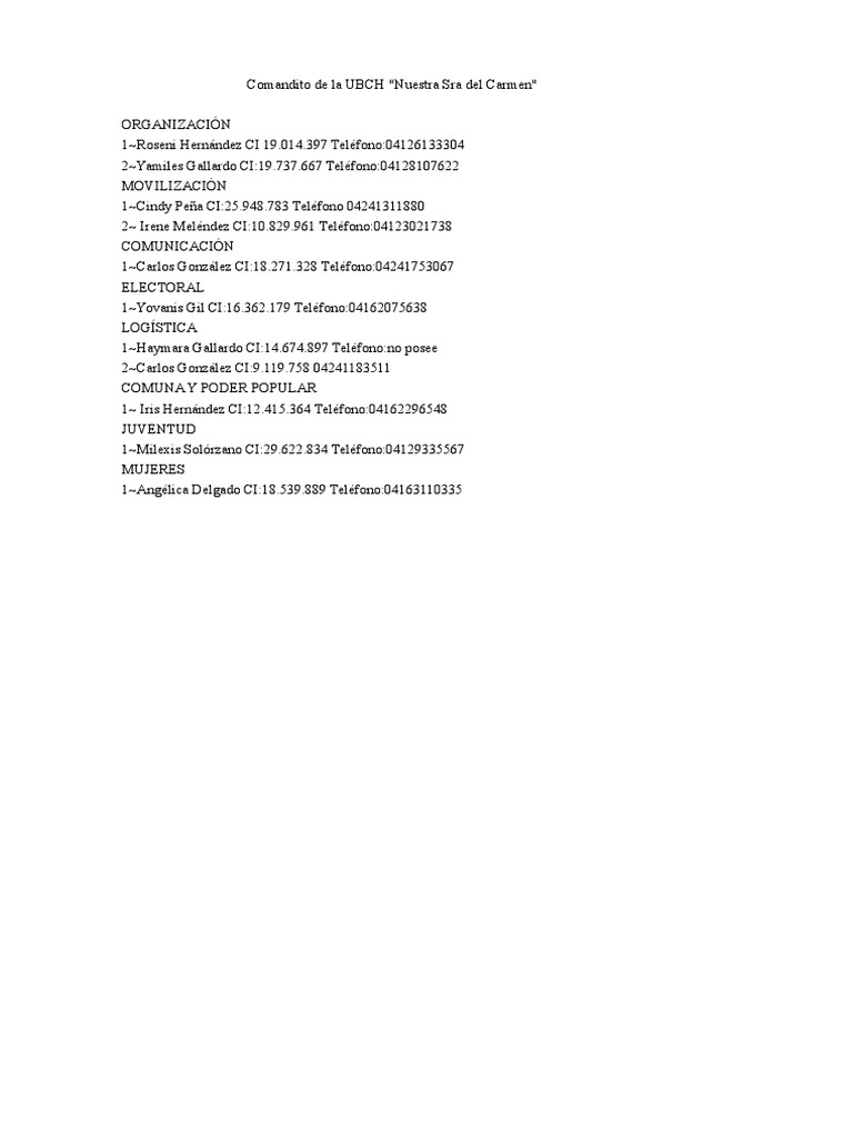 Comandito de UBCH | PDF | Política | Ciencias sociales